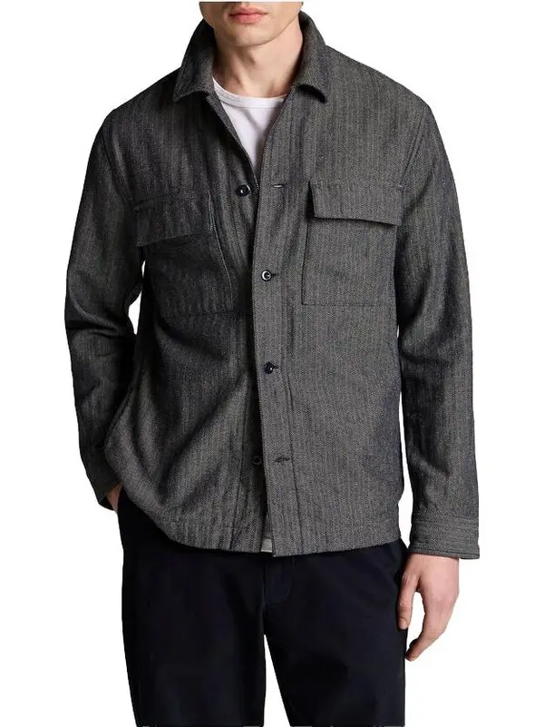 Vince Herringbone Cotton-linen Overshirt - Black