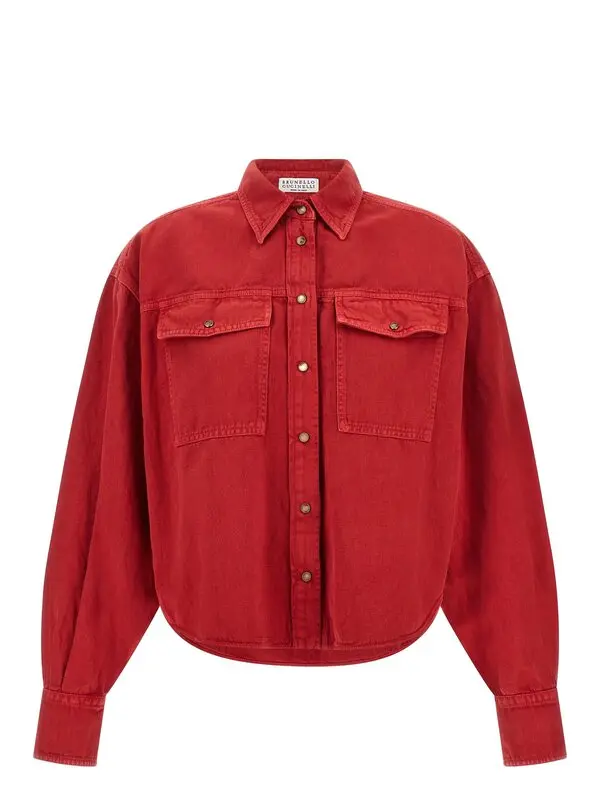 Brunello Cucinelli Cotton And Linen Shirt - Red