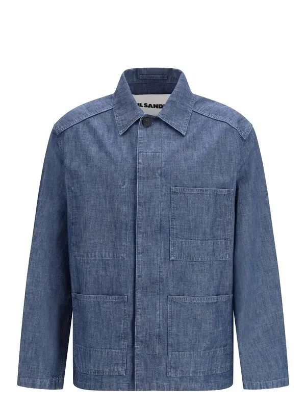 JIL SANDER Patch-pocket Chambray Overshirt - Blue