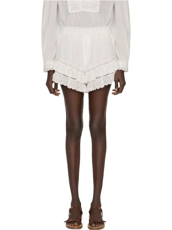 Sea Eliza Lace Trim Shorts - White