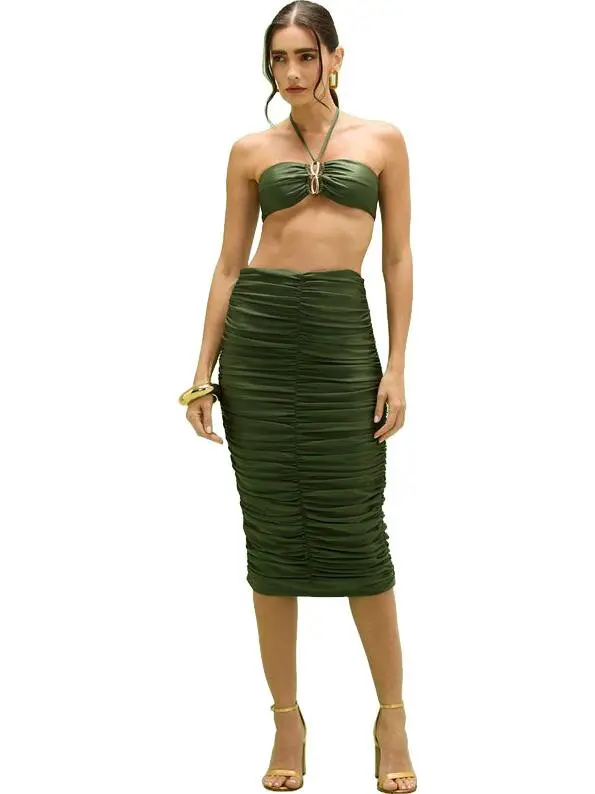 PatBO Aurora Lycra Midi Skirt - Green