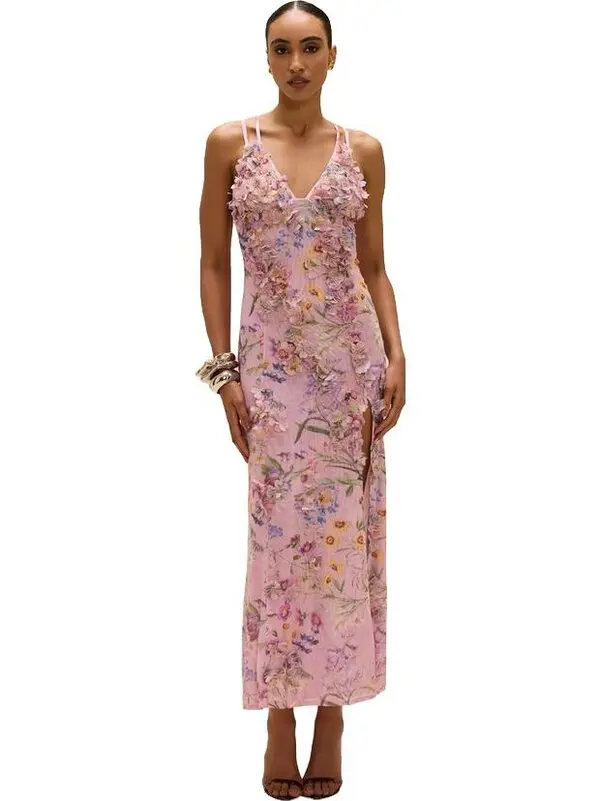 PatBO Heather Embroidered Maxi Dress - Pink