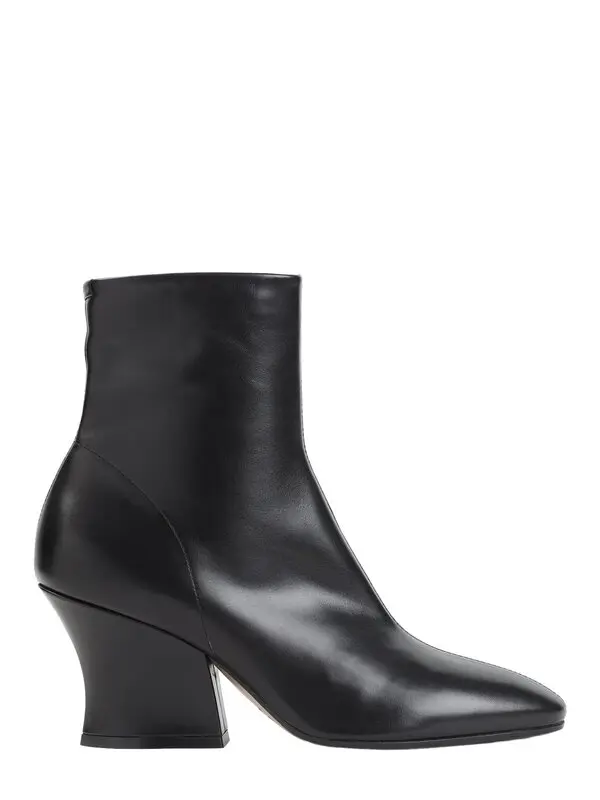 JIL SANDER Lune Sculptural Block Heel Ankle Boots - Black