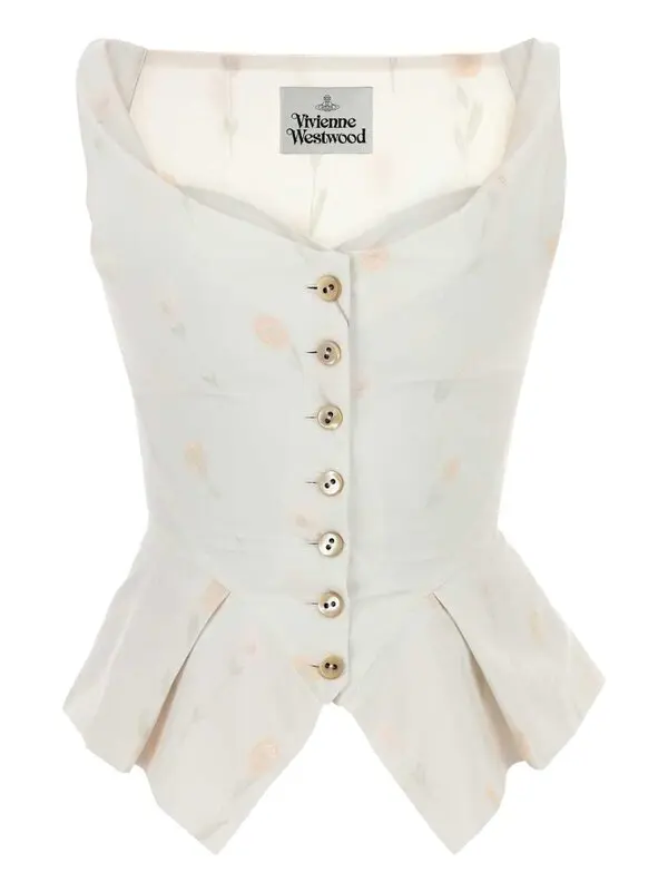 VIVIENNE WESTWOOD Embroidered Cotton Blend Vest - Multicolor