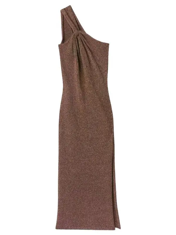 A.L.C. Mimi Knot-detail One-shoulder Midi Dress - Brown