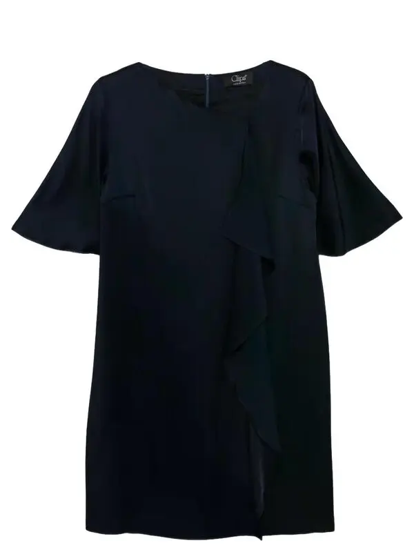 CLIPS Ruffled Short-sleeve Mini Dress - Blue