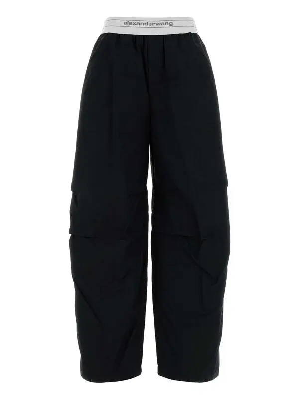 Alexander Wang Cotton Blend Elasticated Waistband Pants - Black