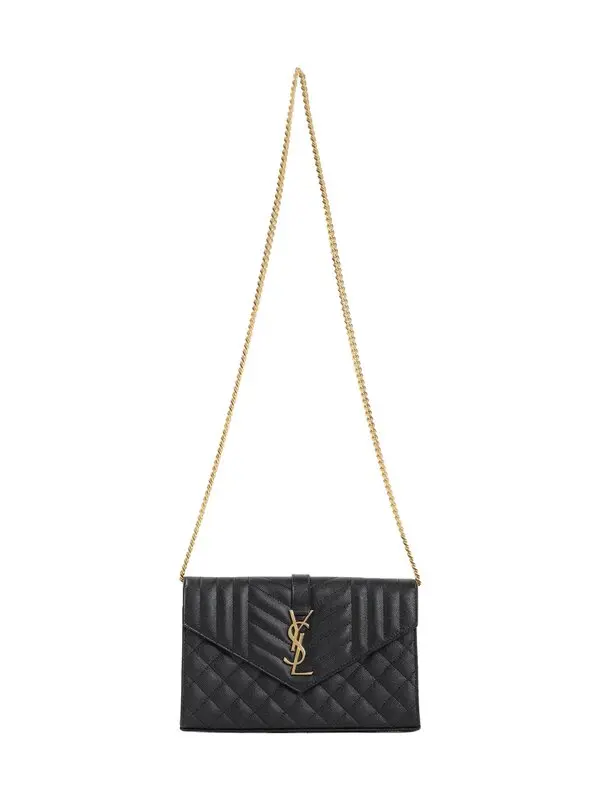 Saint Laurent Quilted Leather Chain Wallet - Black
