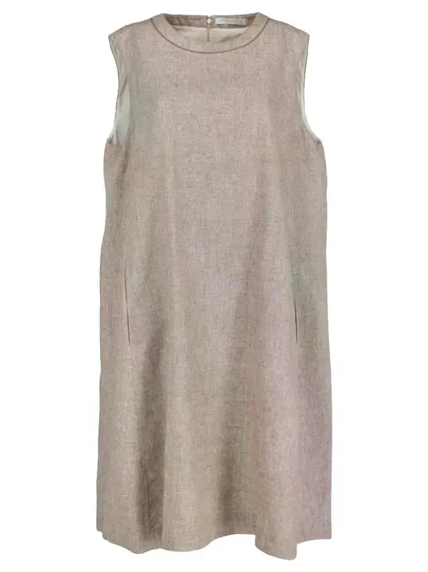 Fabiana Filippi Beige Linen-silk Blend Sleeveless Mini Dress - Neutrals