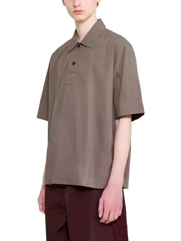 MARGARET HOWELL Mhl. Offset Placket Polo Shirt - Brown