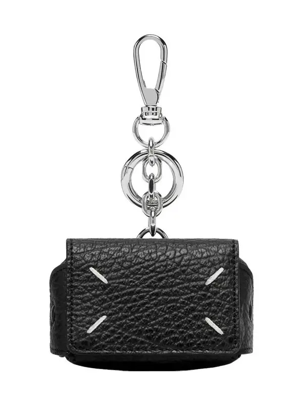 MAISON MARGIELA Leather Keyring With Carabiner Clasp - Black