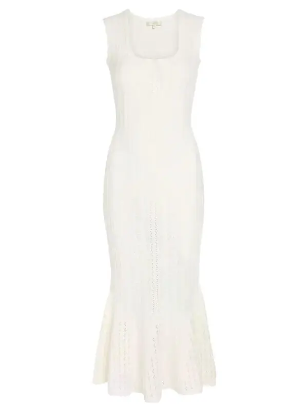 LoveShackFancy Pointelle-knit Ruffled Midi Dress - White