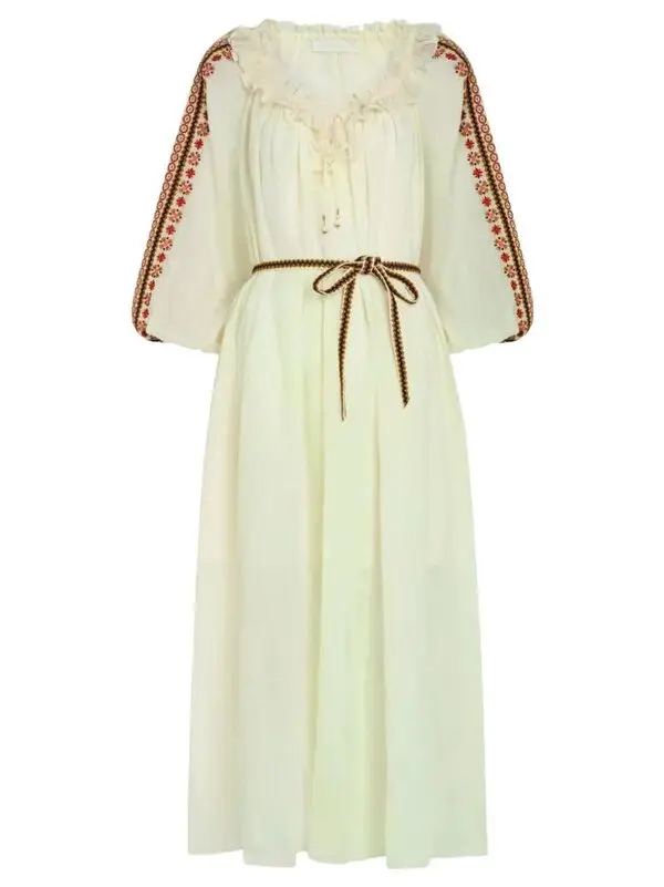 Zimmermann Aster Embroidered Ruffled Maxi Dress - Neutrals
