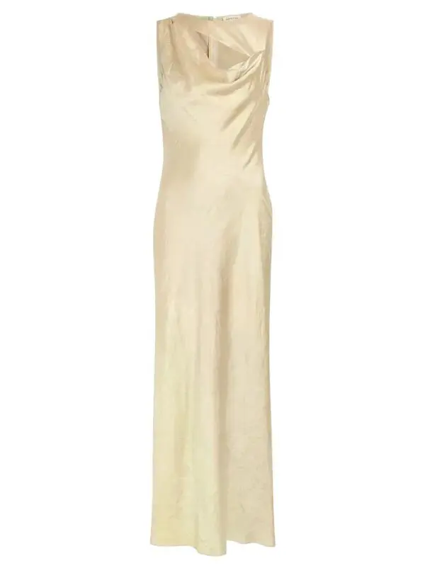 Shona Joy Champagne Crushed Texture Cut-out Maxi Dress - Neutrals