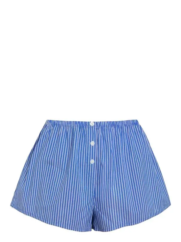 Good American Lace-trim Striped Shorts - Blue