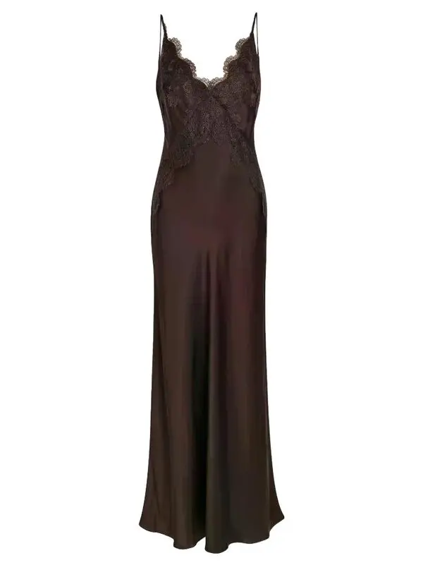 Shona Joy Simona Lace-trim Slip Maxi Dress In Dark - Brown