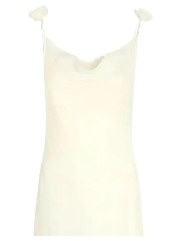 DE LA VALI Dia Lace-trimmed Floral-appliqué Maxi Dress - Neutrals