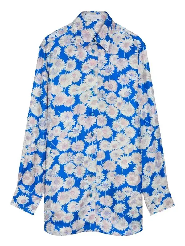 Stella McCartney Floral Print Long Sleeve Shirt - Blue