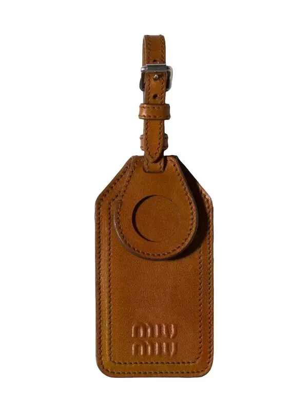 Miu Miu Leather Name Tag Charm - Brown