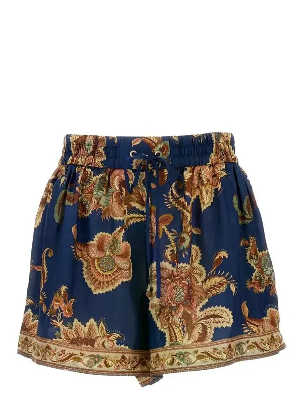 Zimmermann Aster Printed Silk Shorts - Blue