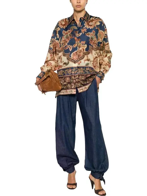 Zimmermann Floral-print Silk Shirt - Brown