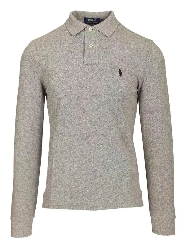 Polo Ralph Lauren Embroidered Pony Long-sleeve Polo Shirt - Grey