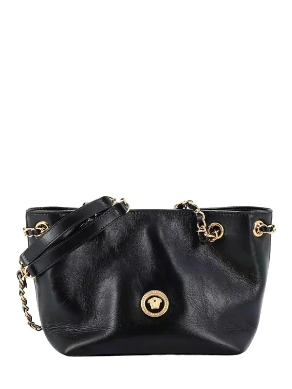 Versace Medusa Icon Chain Leather Mini Tote Bag - Black