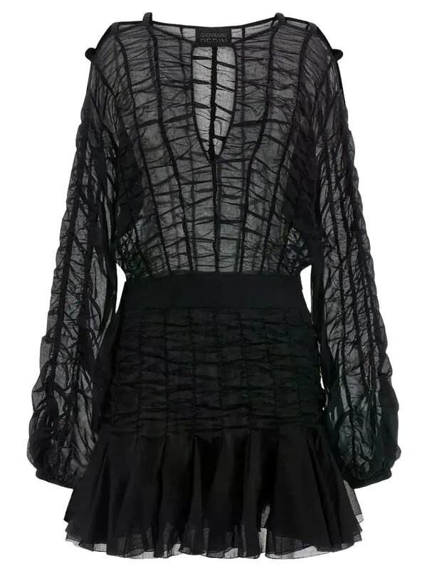 GIOVANNI BEDIN Cotton Smock Effect Mini Dress - Black