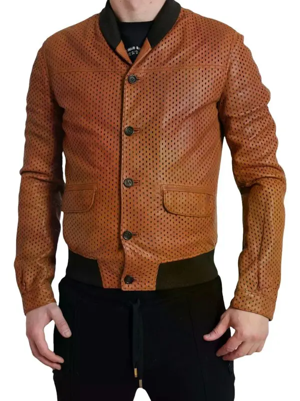 Dolce & Gabbana Perforated Leather Jacket - Brown