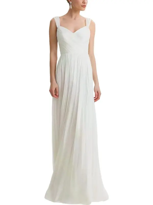 FRAMBOISE Delano Pleated Lace-up Maxi Dress - White