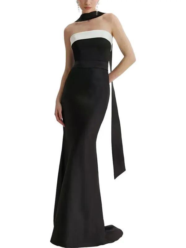 FRAMBOISE Hilary Strapless Colour-block Maxi Dress - Black
