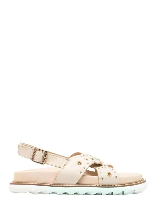 SERGIO MORETTI FIRENZE Embellished Studded Sandals - Neutrals