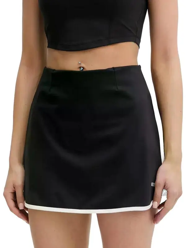 Guess Logo Print Skirt With Contrast Trim - Black