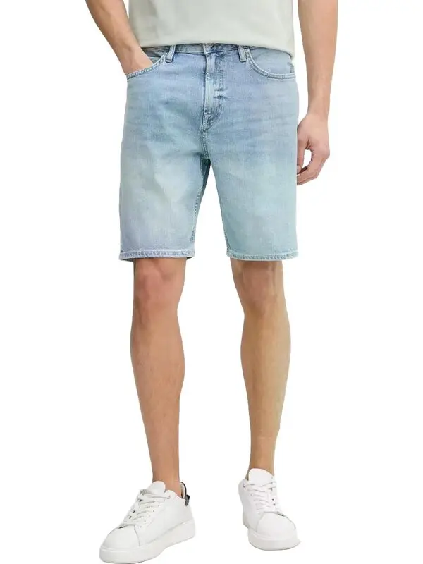 Guess Logo Patch Denim Shorts - Blue