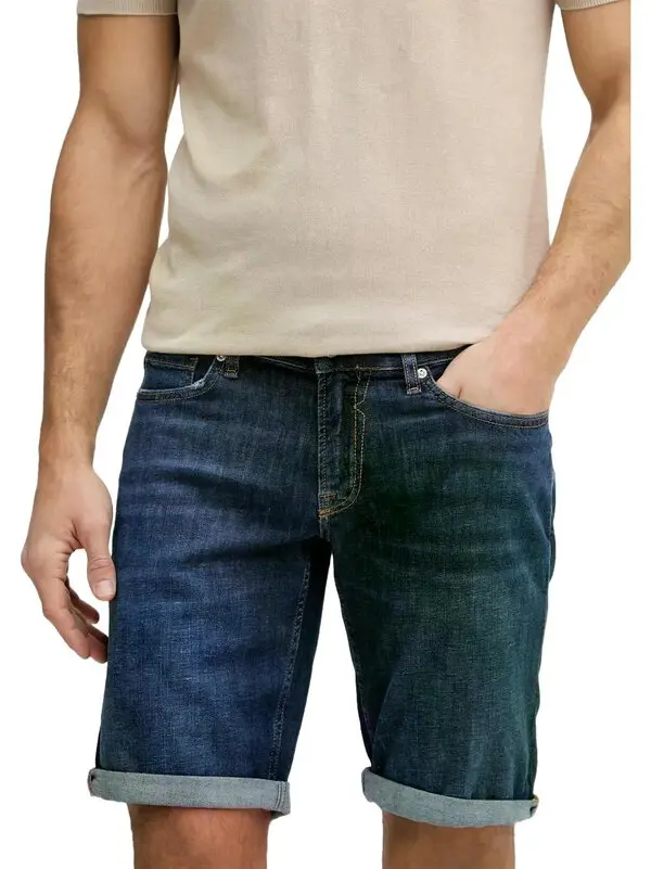 Guess Sonny Logo-patch Denim Shorts - Blue