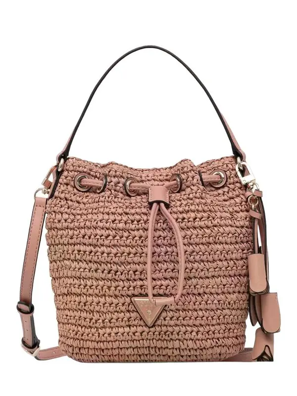 Guess Ofelia Interwoven Bucket Bag - Pink