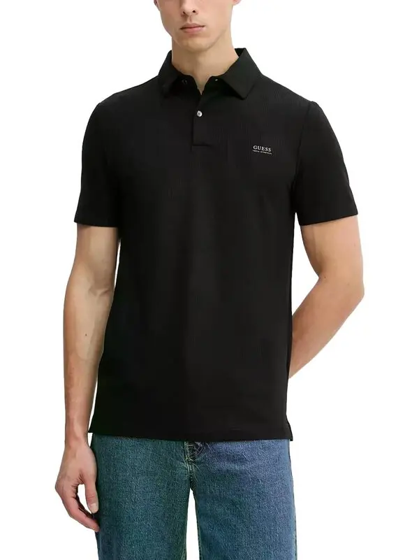 Guess Logo-print Polo Shirt - Black