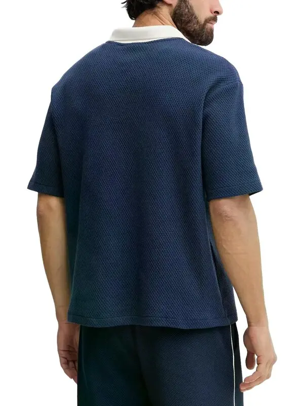 Guess Logo-appliqué Waffle-knit T-shirt - Blue