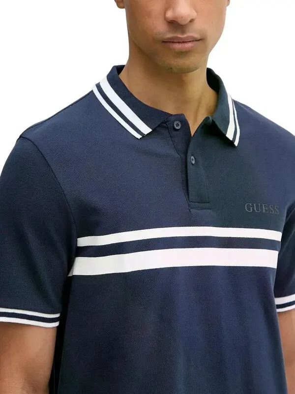 Guess Striped-detail Polo Shirt - Blue