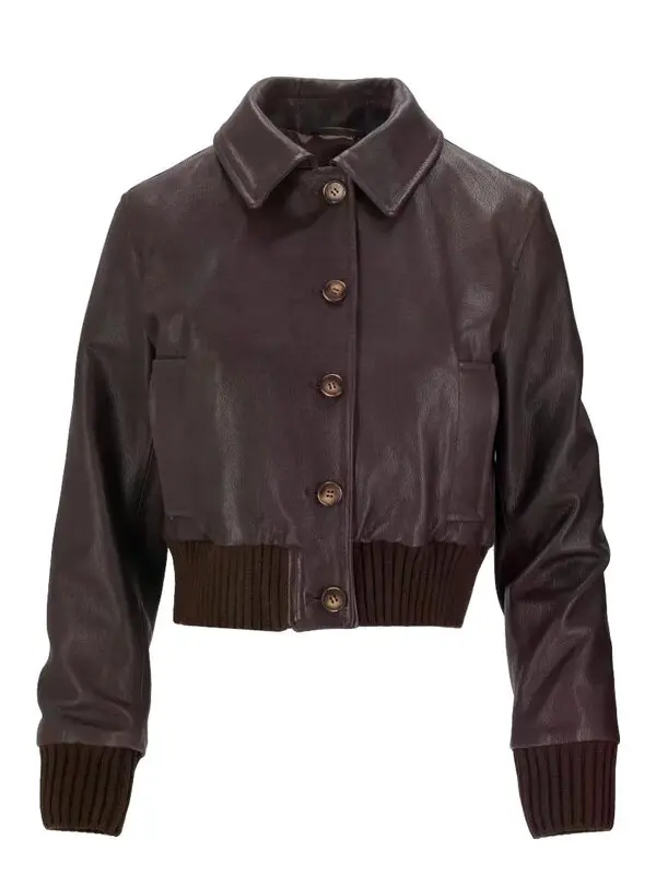 LA ROSE Capra Ribbed-trim Jacket - Brown