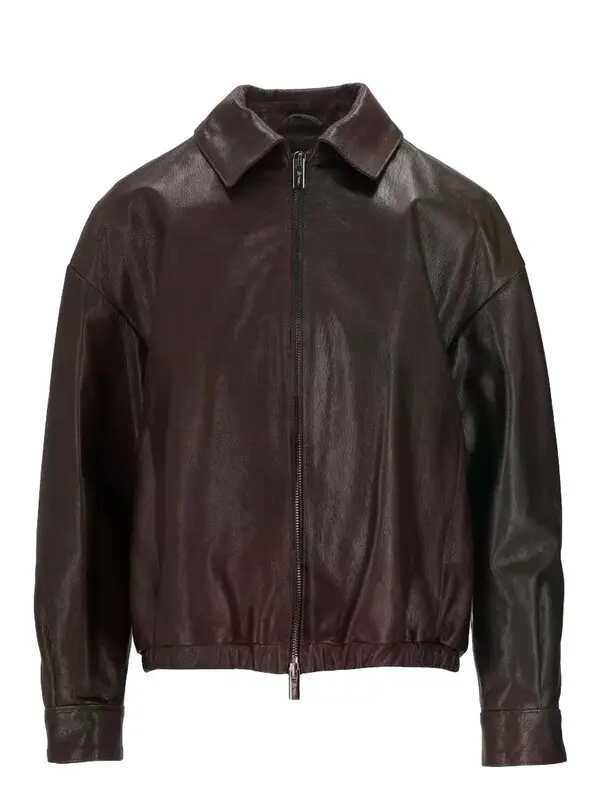 LA ROSE Zip-up Leather Jacket - Brown