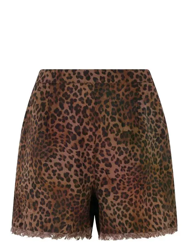 MC2 SAINT BARTH Leopard Print Frayed Shorts - Brown