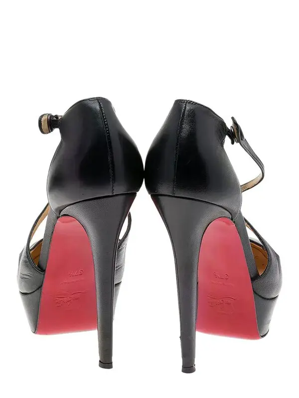 CHRISTIAN LOUBOUTIN Leather Criss-cross Heeled Pumps - Black