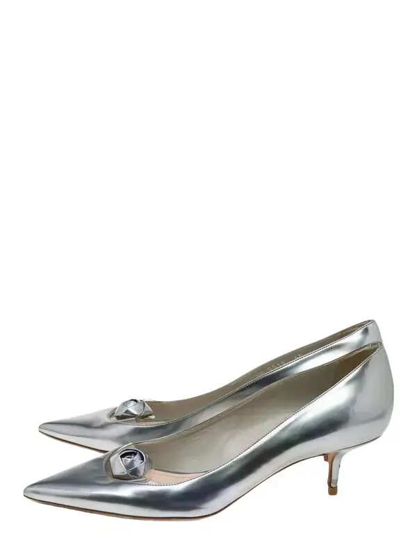 Dior Rose-motif Pointed-toe Pumps - Silver