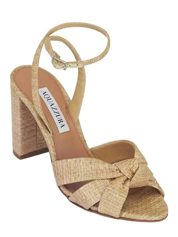 AQUAZZURA Metallic Knot Block-heel Sandals - Neutrals