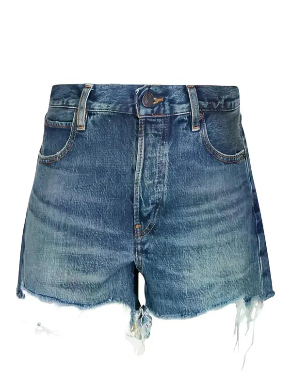 FRAME The Hang Frayed-hem Mini Shorts - Blue