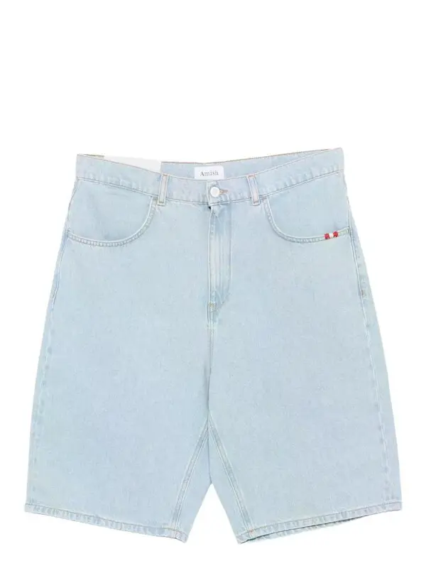 AMISH SUPPLIES Faded Effect Denim Shorts - Blue