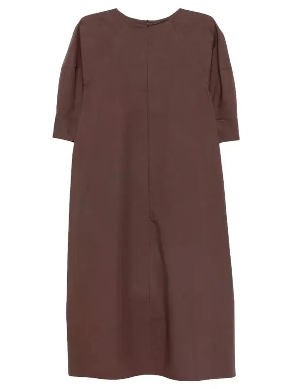 Antonelli Firenze Pleated Detail Short Sleeve Dress - Brown