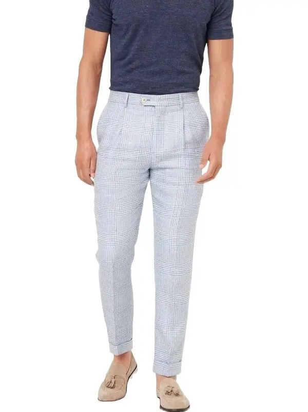 Brunello Cucinelli Plaid-check Slim-leg Chinos - White