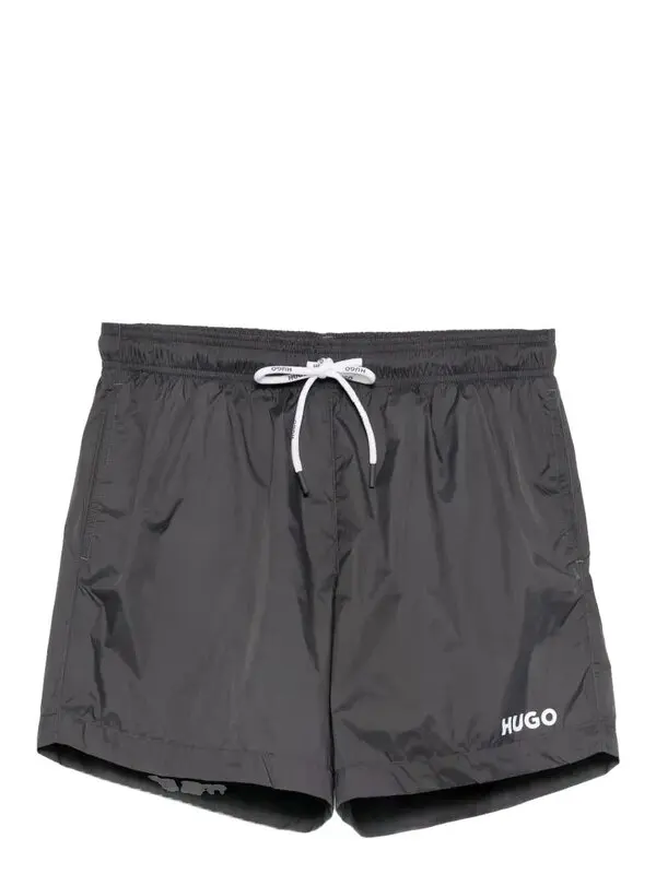 Hugo Logo-print Swim Shorts - Grey
